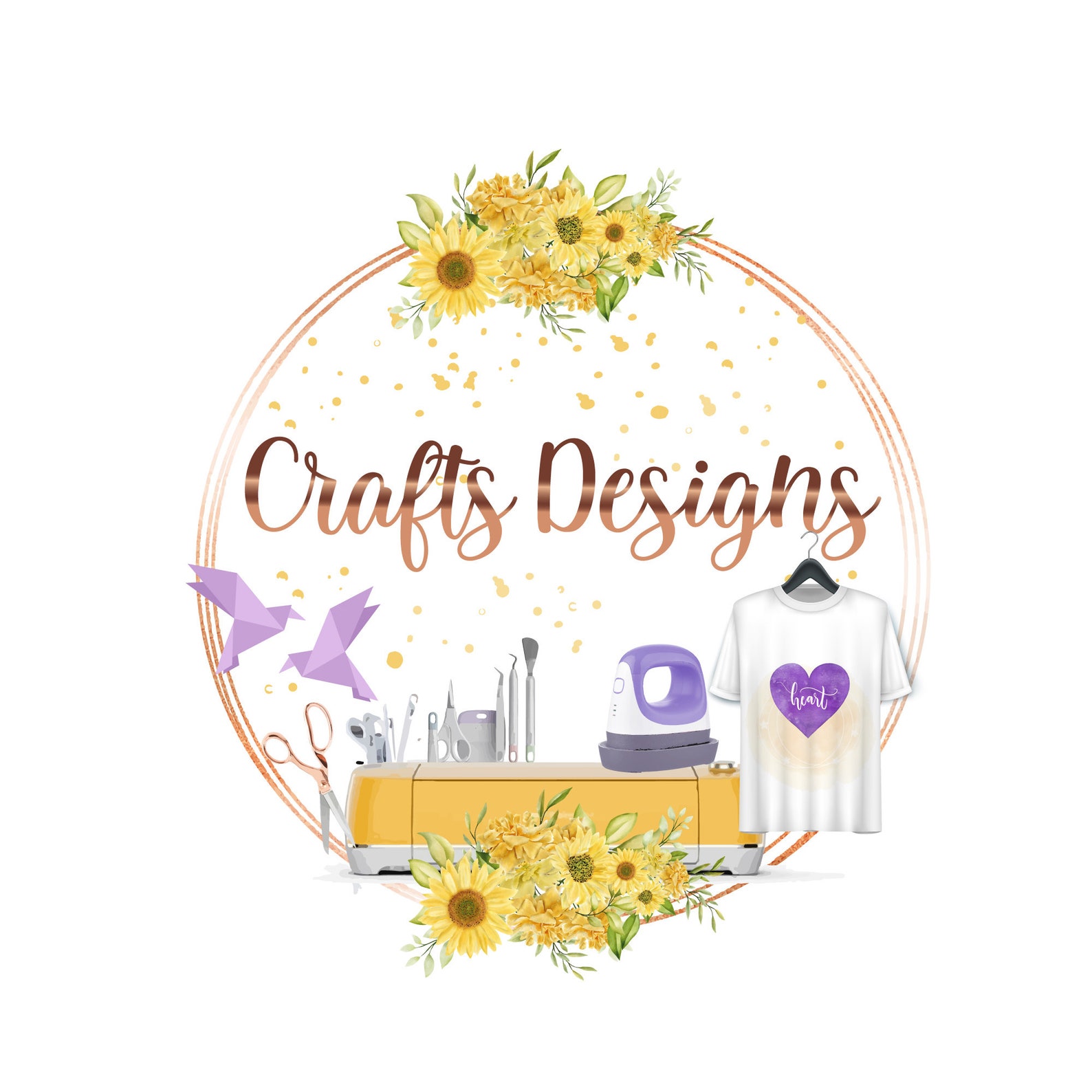Crafts Logo Design, Print Shirts Logo, Sunflower Logo, Origami, Paper ...