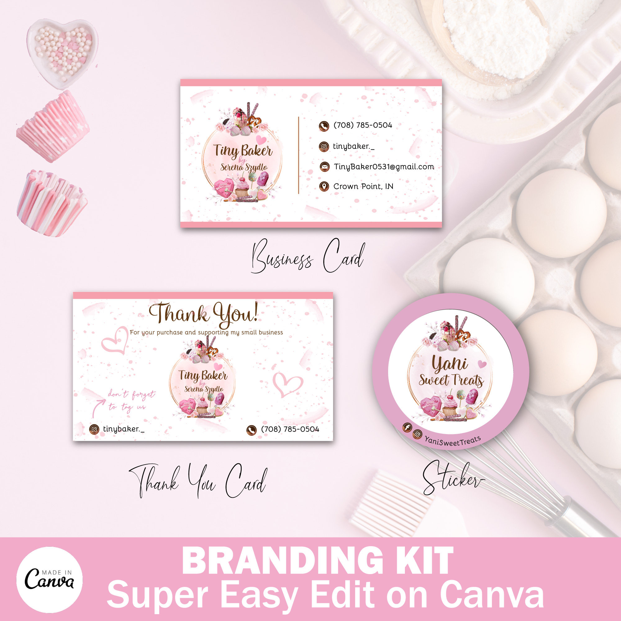 Sweets Bakery Branding Kit, Includes Business Card, Thank You Card and ...