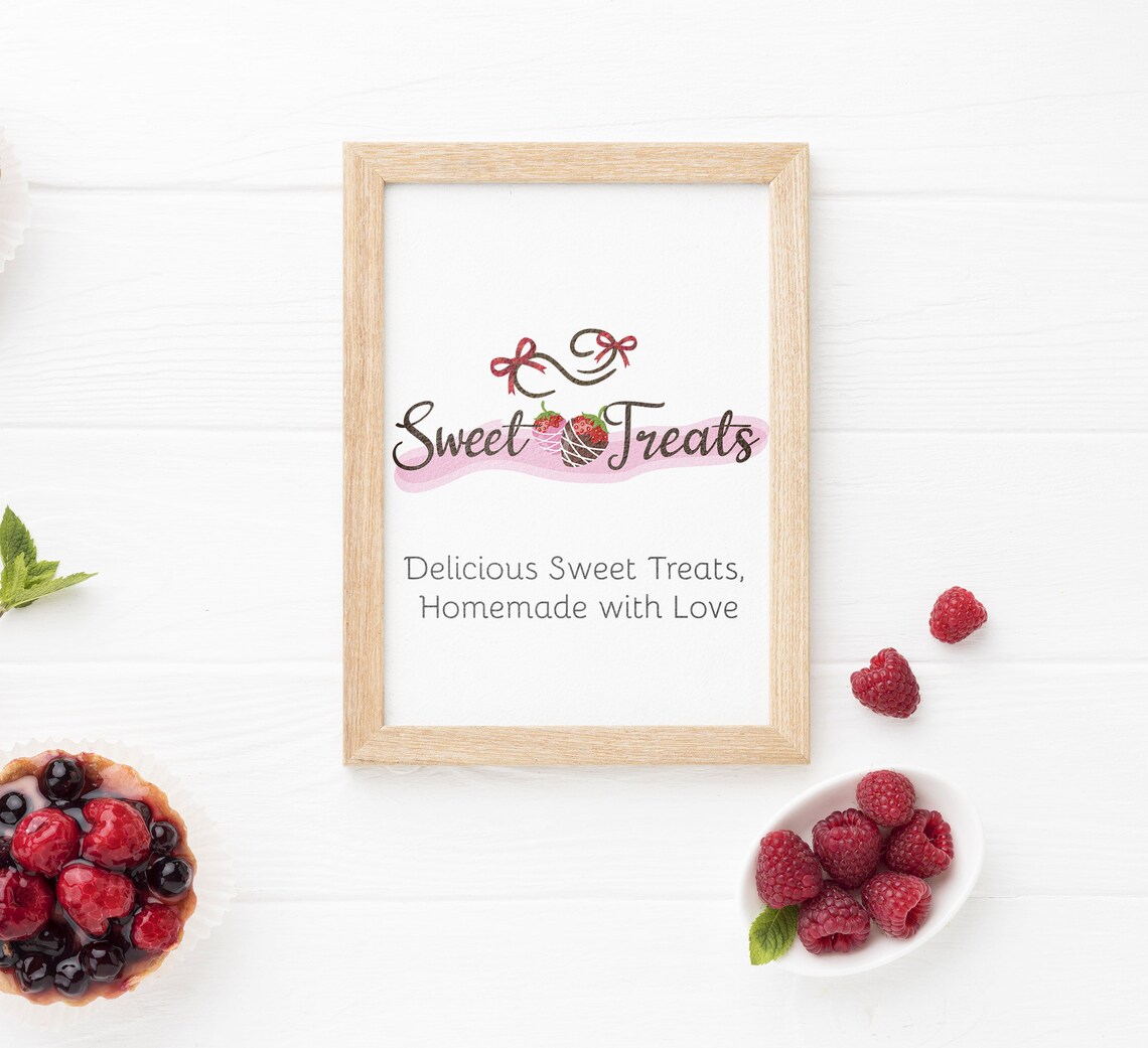 Sweet Treats Logo Design Strawberry Chocolate Logo Cakepops - Etsy