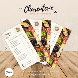 Charcuterie PRICE LIST Template, Canva Editable Super Easy, Cheese ...