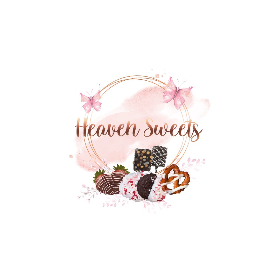 Sweet Treats Logo Design | Strawberry Dipped Chocolate | Pretzel Custom ...