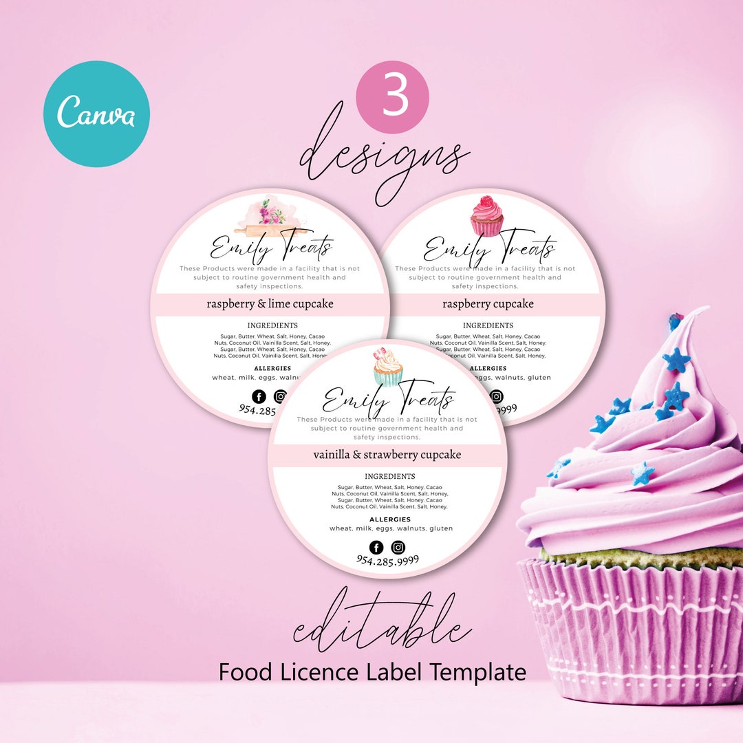 Food Label Ingredients 3 Designs - Digital File - Editable Cottage Food ...