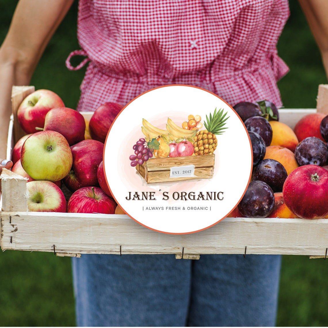 Fruits Organic Logo Design Organic Box Custom Logo Design - Etsy