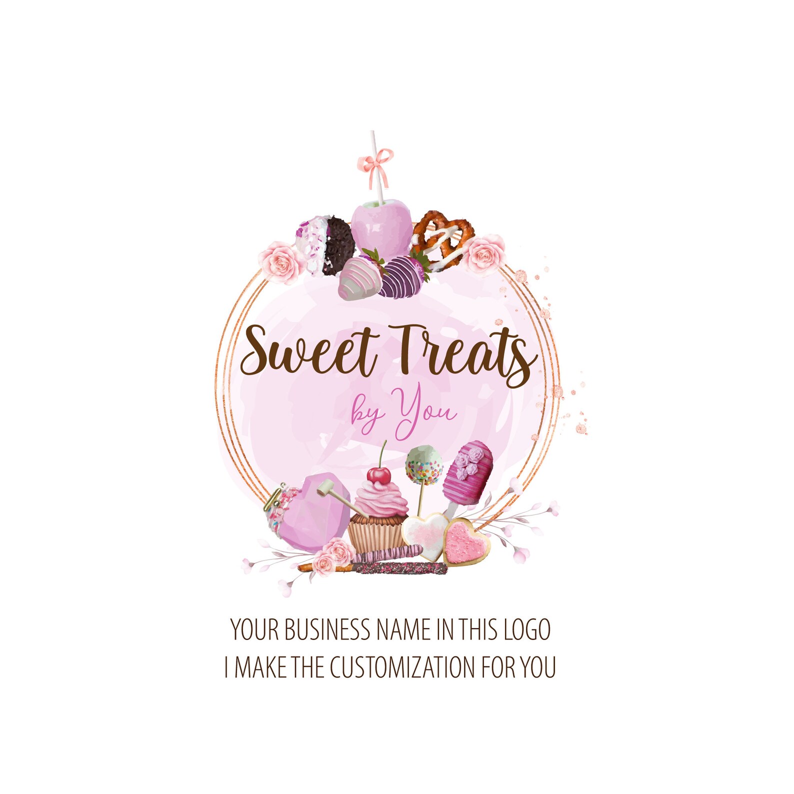 Sweet Treats Logo Design Strawberry Chocolate Logo Heart - Etsy