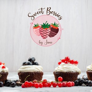 Custom Logo Strawberry Sweet and Treats Logo Design | Strawberry ...