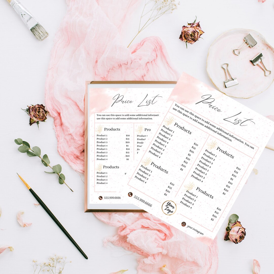 Price List Editable Template, Super Easy, Edit - Download and Print or ...