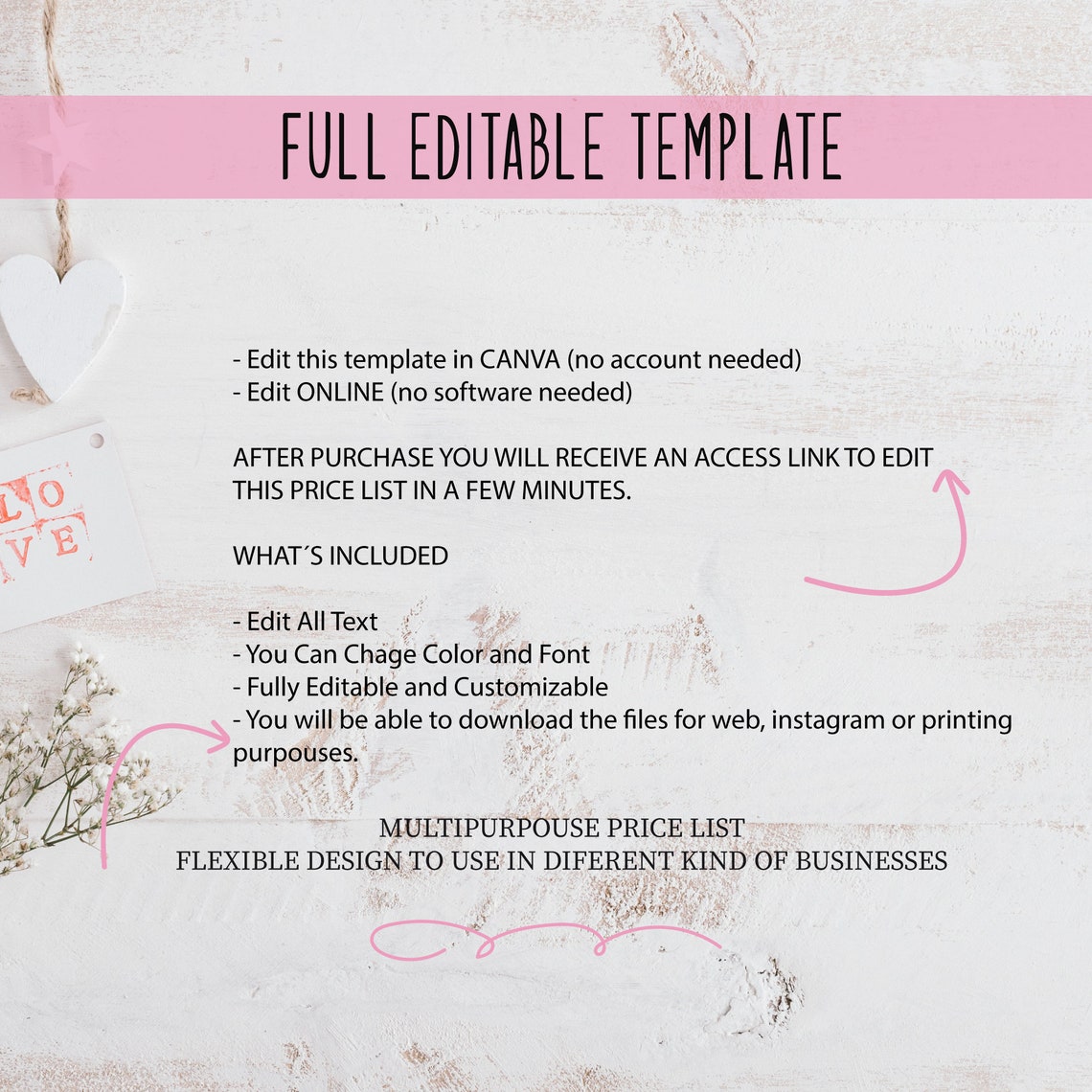 Bakery Sweet Treats PRICE LIST Template Editable Super Easy - Etsy