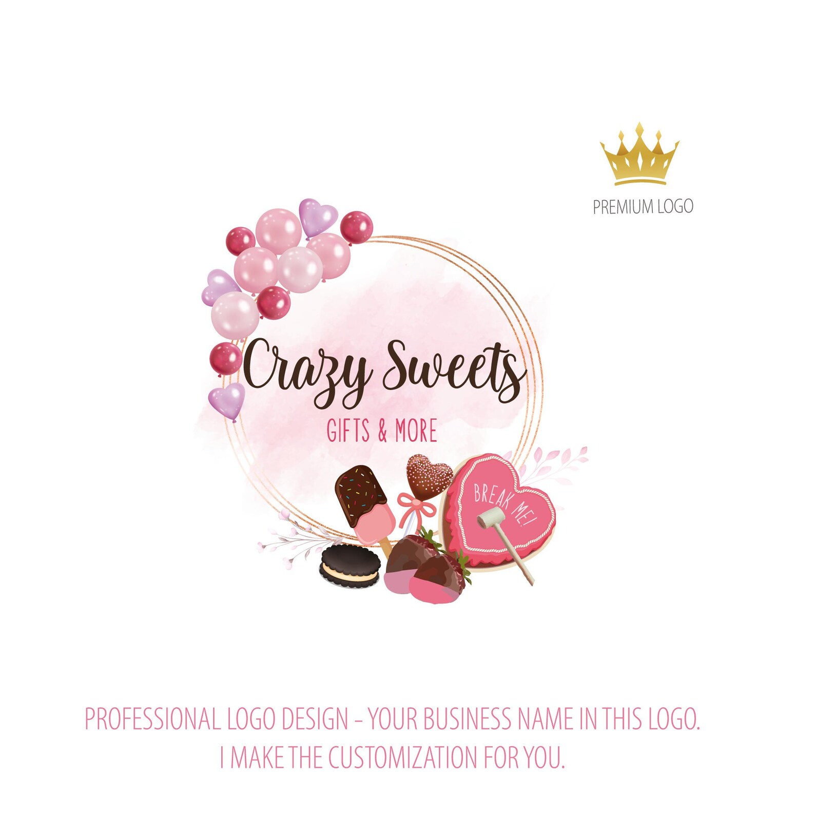 Sweet Treats Logo Balloons Logo Design Party Planner Logo - Etsy