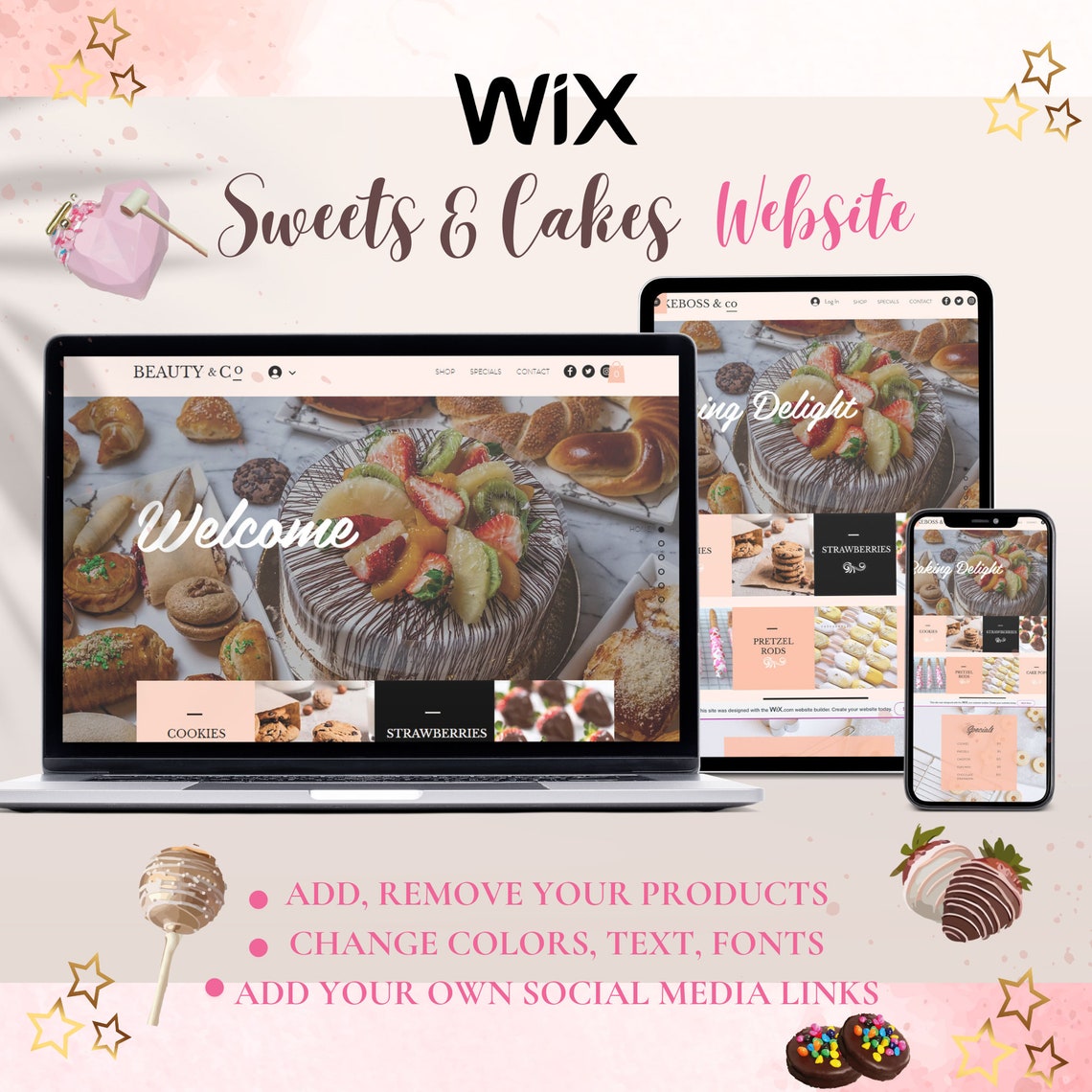 Wix Website Template for Sweet Treats or Bakery Food - Etsy