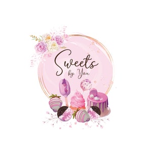 Sweets Logo Design, Cake Dripping Logo, Purple Lilac Lavender, Custom ...