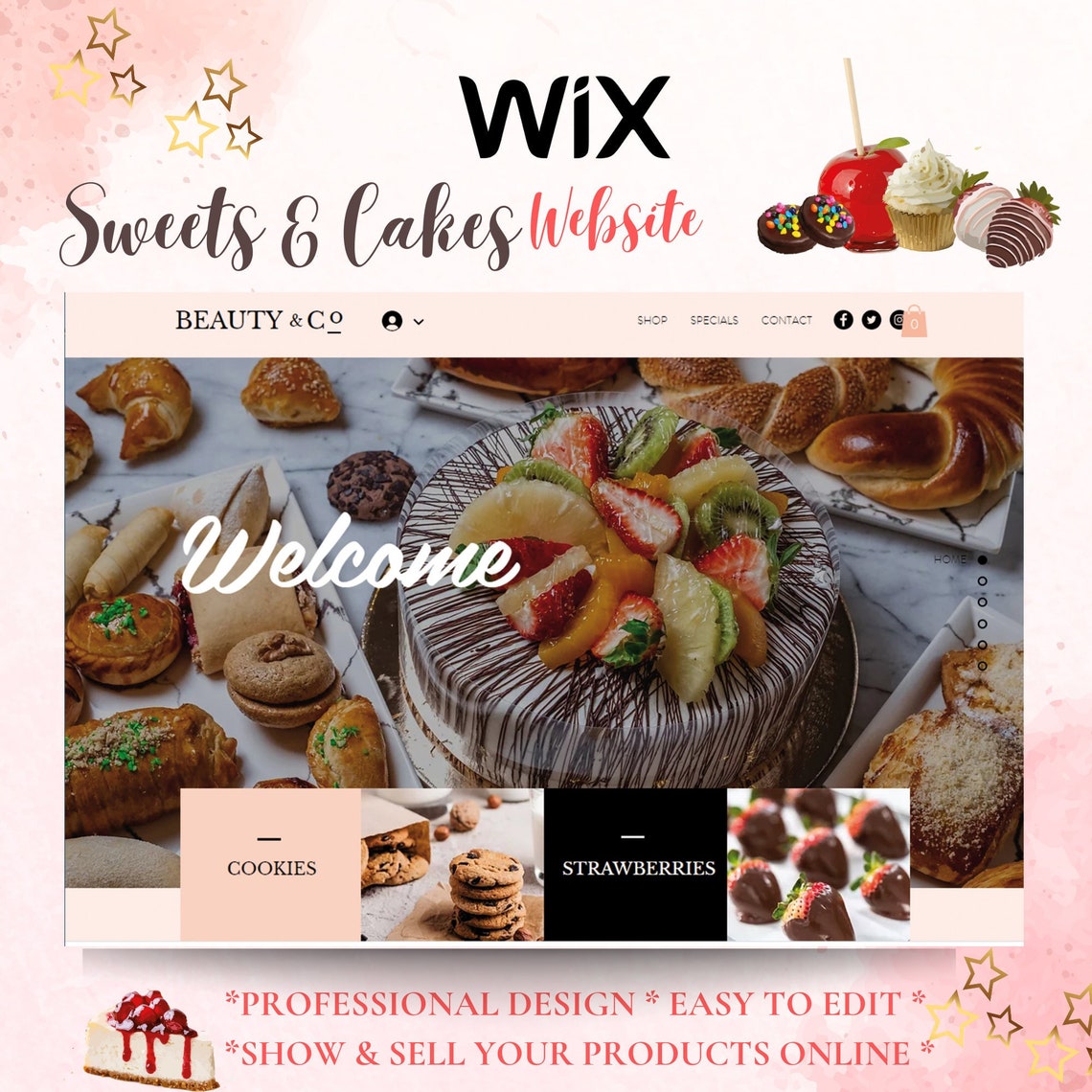 Wix Website Template for Sweet Treats or Bakery Food - Etsy