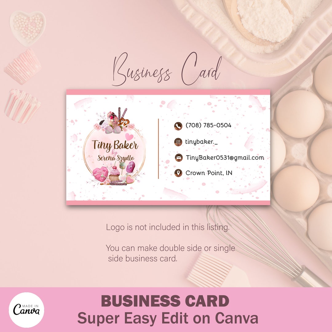 Bakery Business Card Template, Sweets Business Card, Canva Editable ...