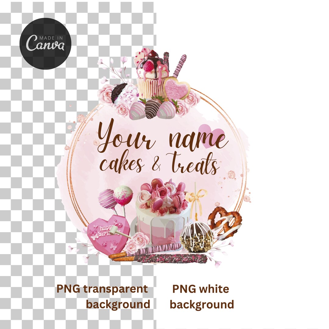 Sweets Logo Canva Template Branding Kit, Sweet Treats Logo, Breakable ...