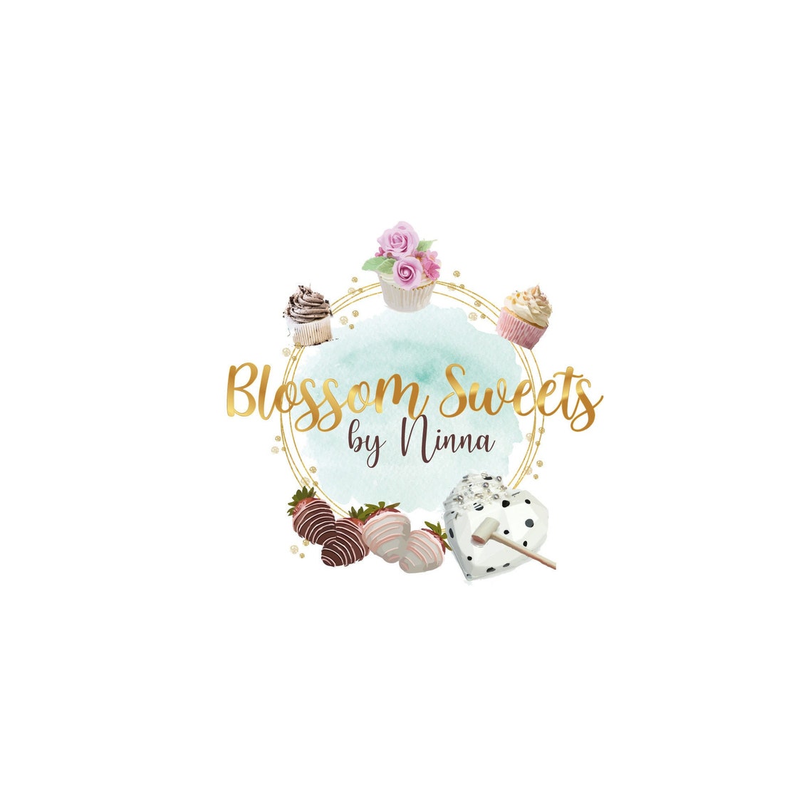 Sweet Treats Logo Design Cupcake Logo Heart Breakable | Etsy