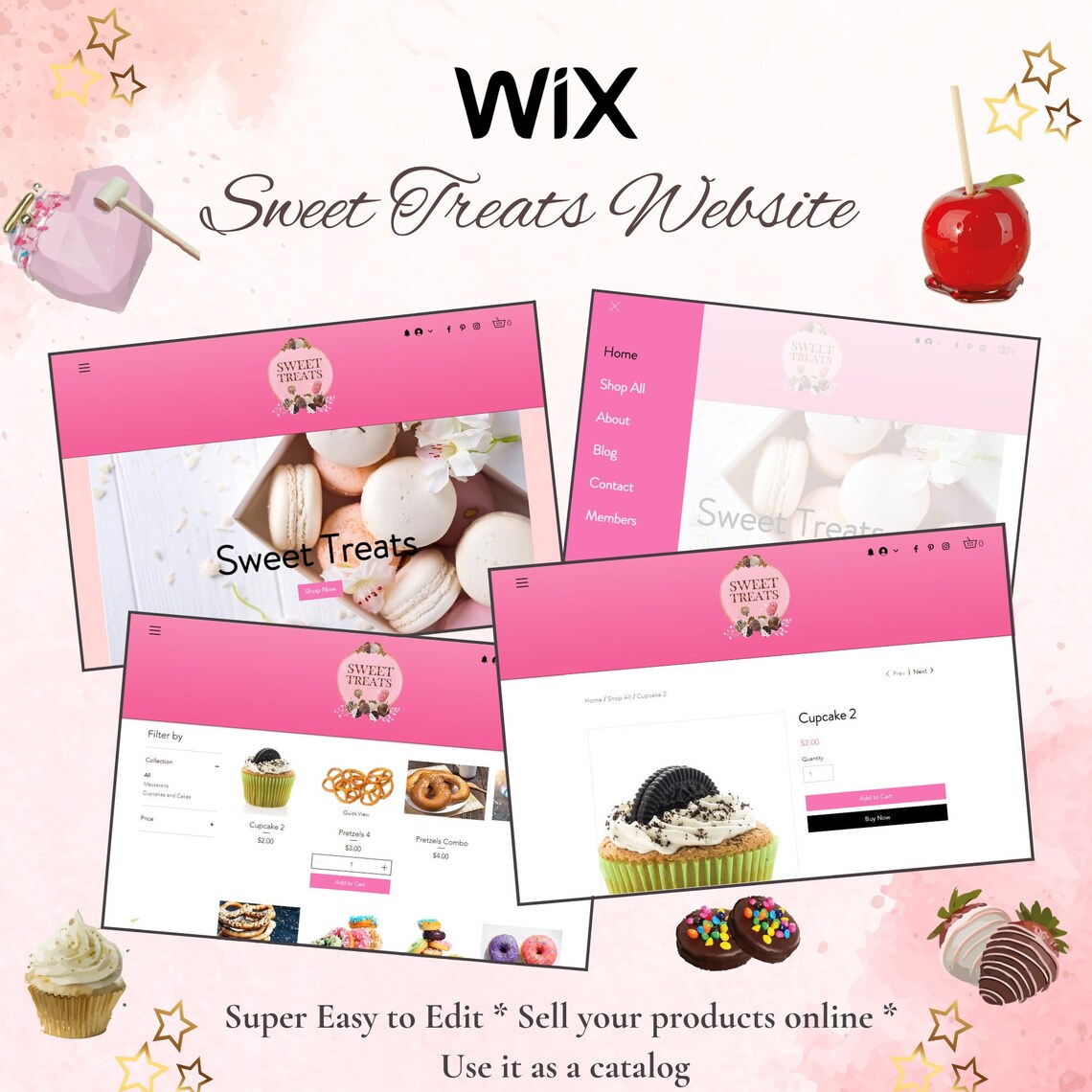 Wix Website Template for Sweet Treats Businesses Sell Your - Etsy