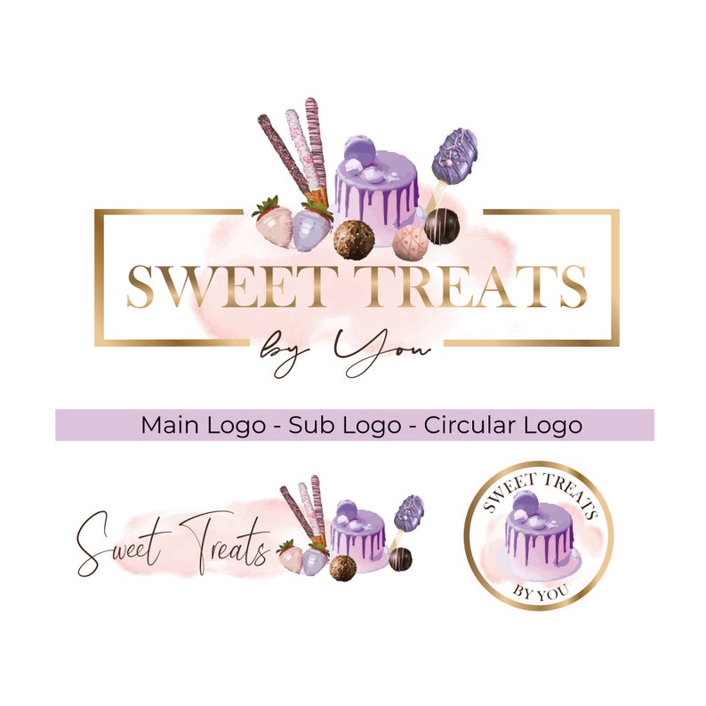 Sweet Treats Logo Design, Strawberry Chocolate, Dripping Cake,cakesicle ...