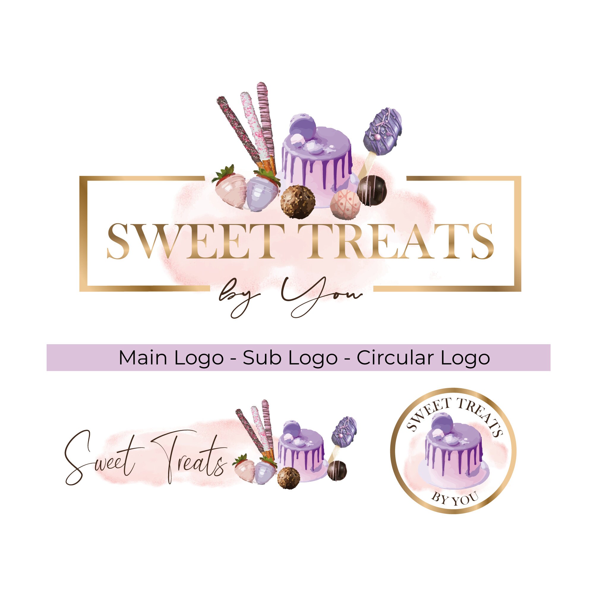 Sweet Treats Logo Design Strawberry Chocolate Dripping - Etsy