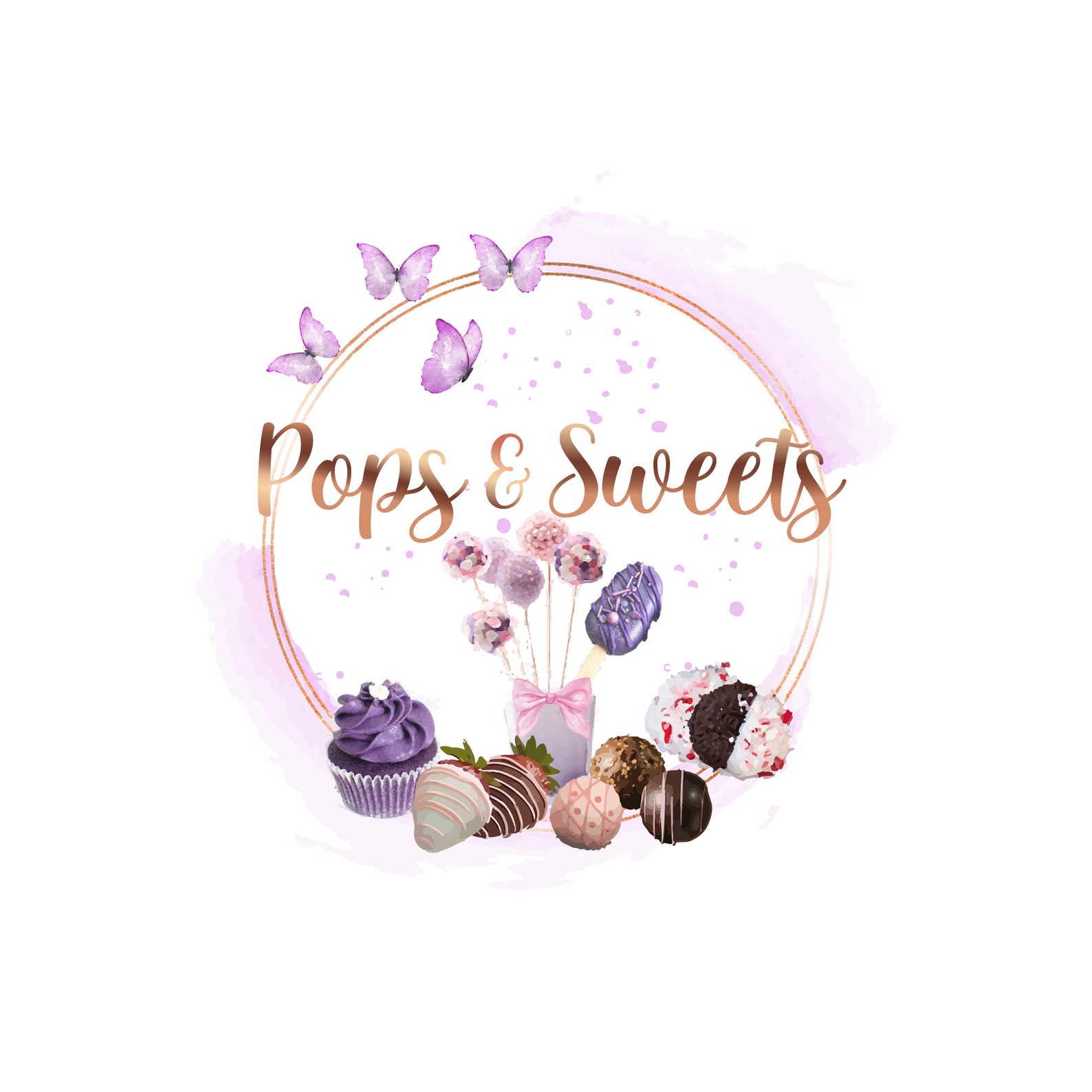 Sweet Treats Logo Design Butterfly Custom Logo Design Purple - Etsy