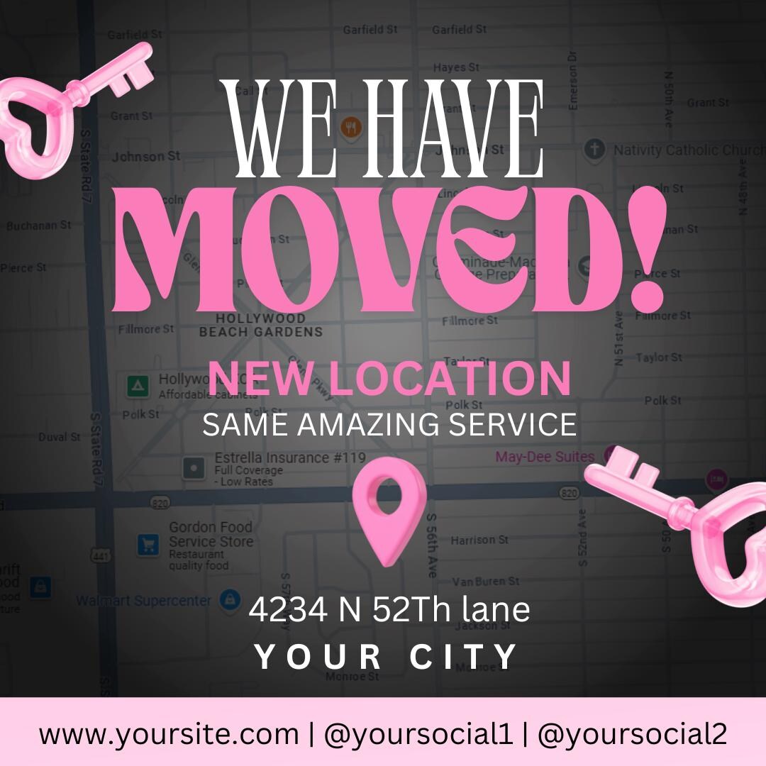 DIY Canva We Have Moved Flyer, New Location Alert Social Media Post ...