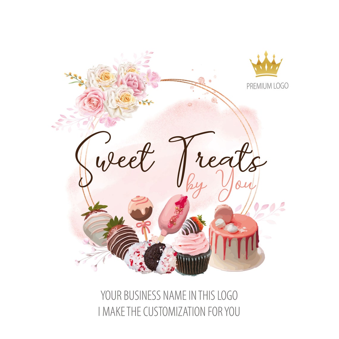 Sweet Treats Logo Design Custom Logo Strawberry Dipped - Etsy