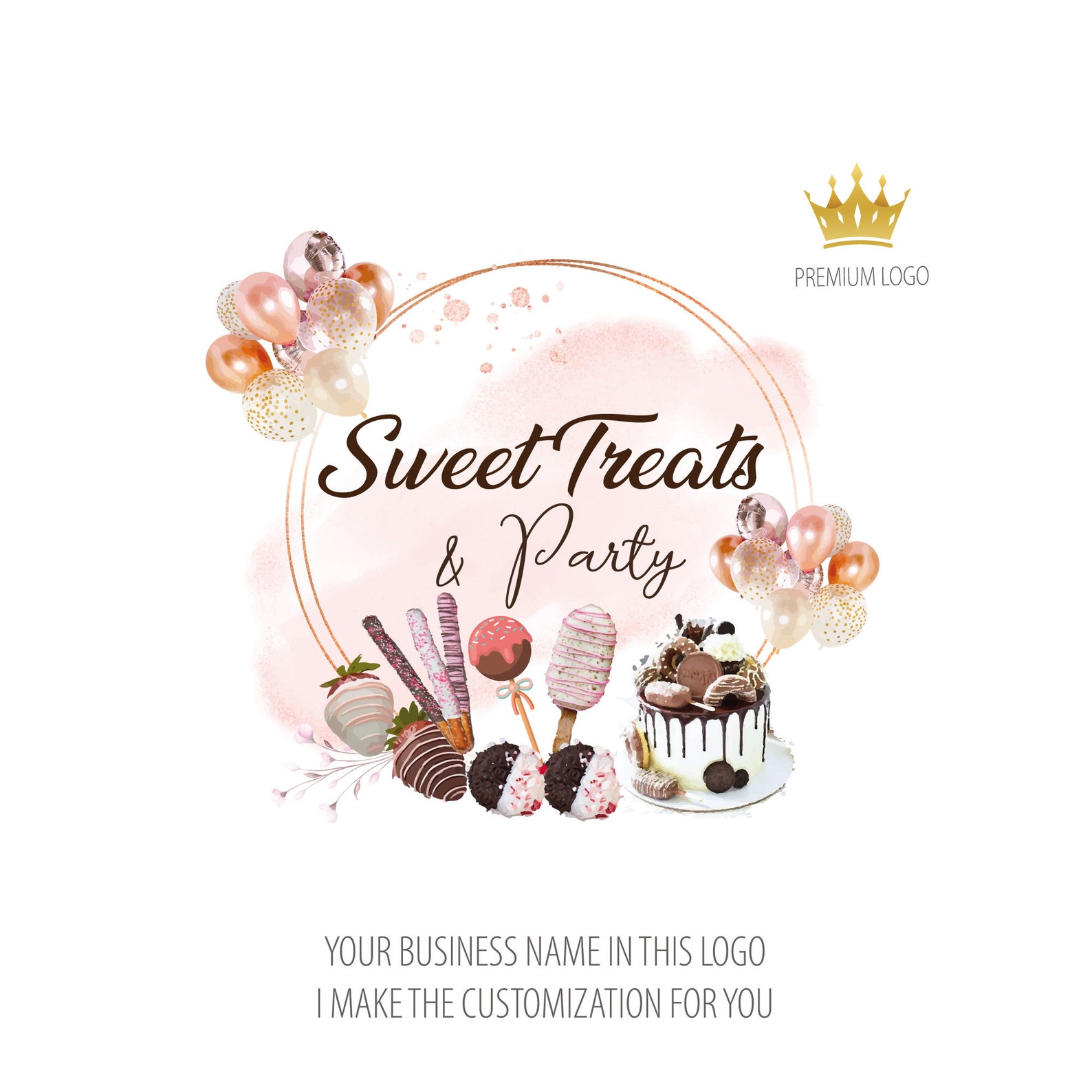 Sweet Treats Balloons Logo Design Custom Logo Chocolate Cake - Etsy