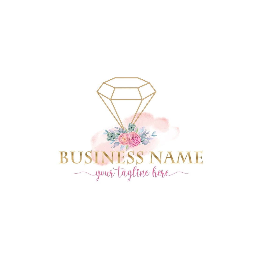 Jewelry Logo Design Diamond Pink Flowers Logo Design Custom Logo Design ...