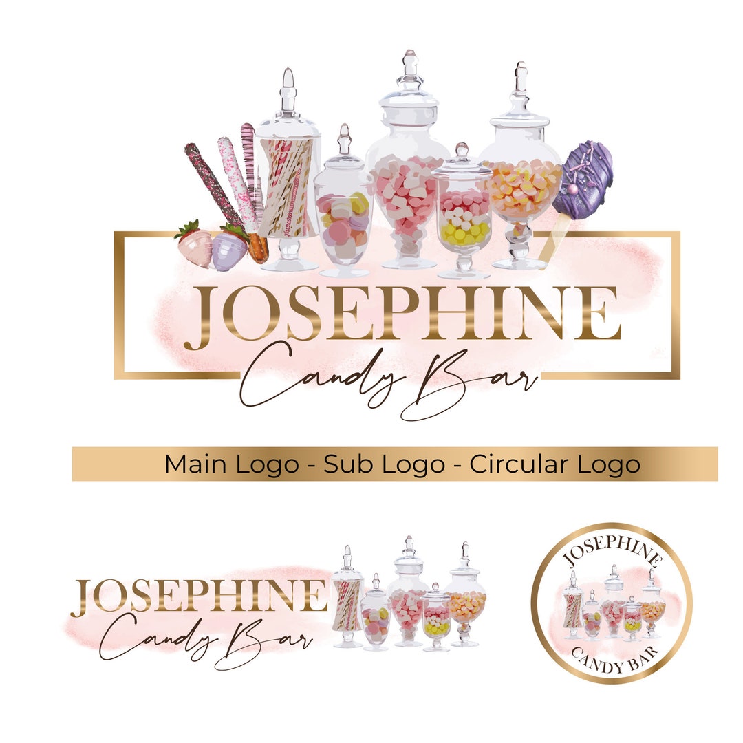 Sweet Treats Logo, Candy Bar Logo Design, Apothecary Candy Jar Logo, Party and Birthday Logo ...