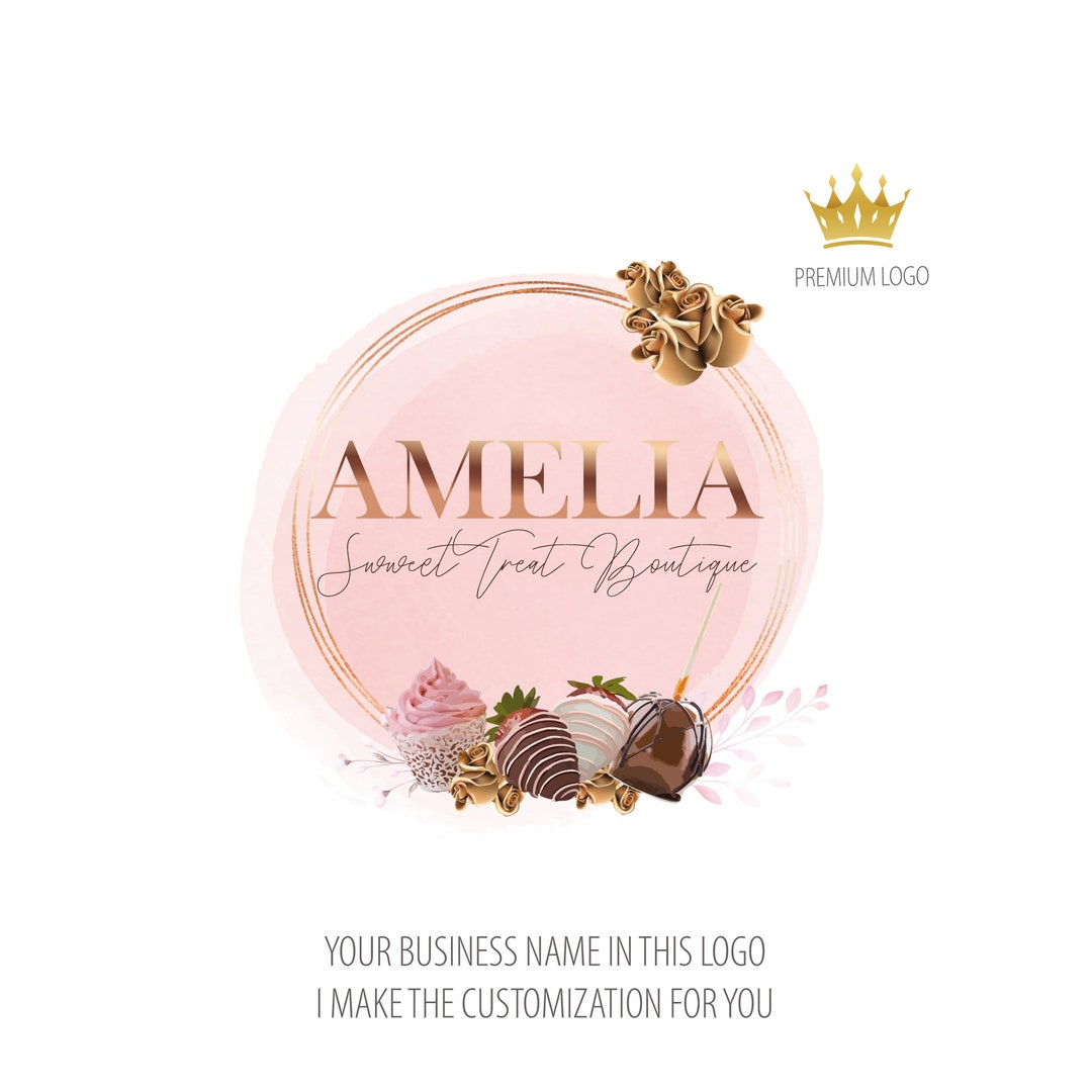 Sweet Treats Logo Design, Custom Logo, Strawberry Dipped Chocolate ...