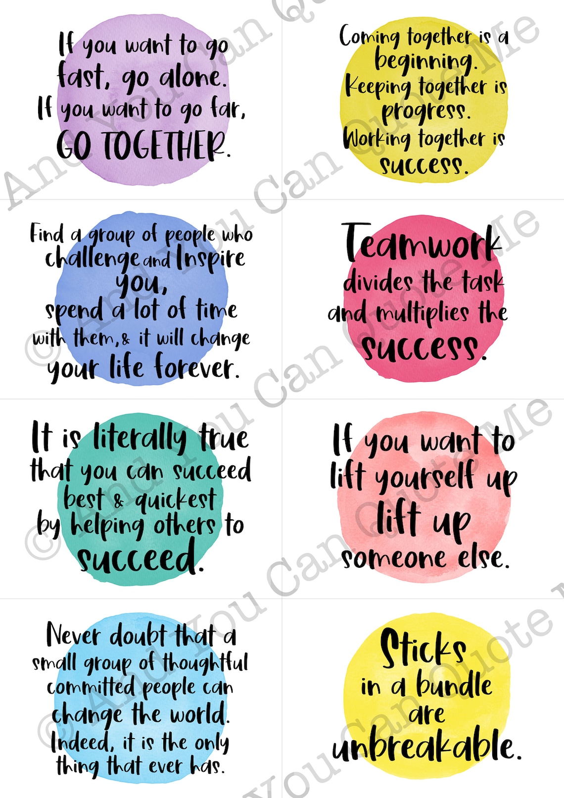 Mini Teamwork Positivity Cards Teamwork Quotes Staff - Etsy