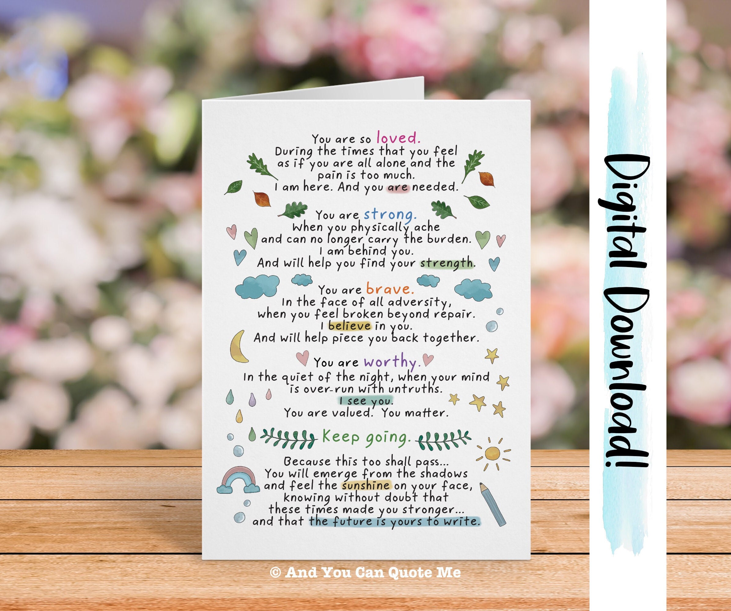 Printable Positivity Card Thinking of You Card Instant | Etsy