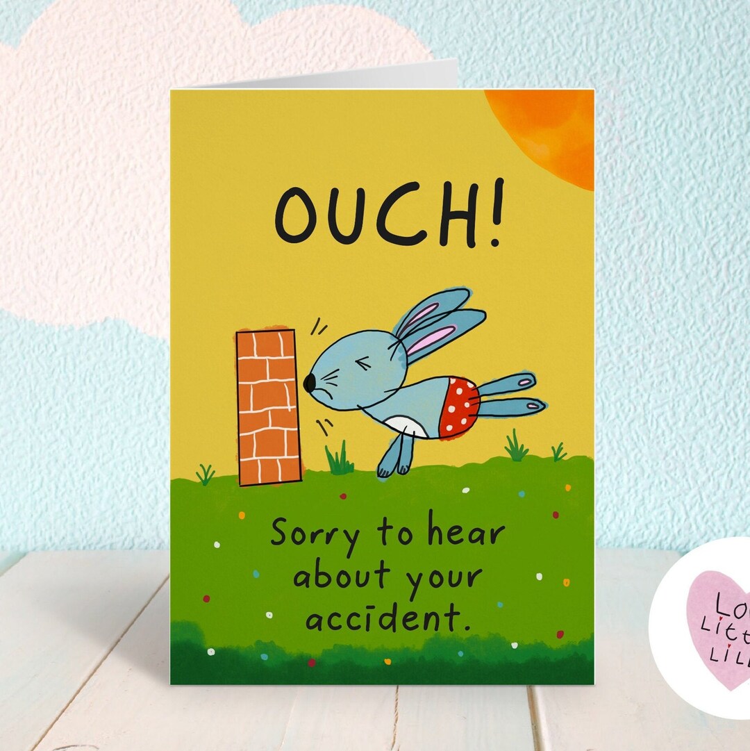 Get Well Soon, Accident Card, in Hospital Card, Sympathy Card, Broken ...