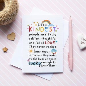 Kindest People Card, Friendship Card, Thank You Card, Positivity Card ...