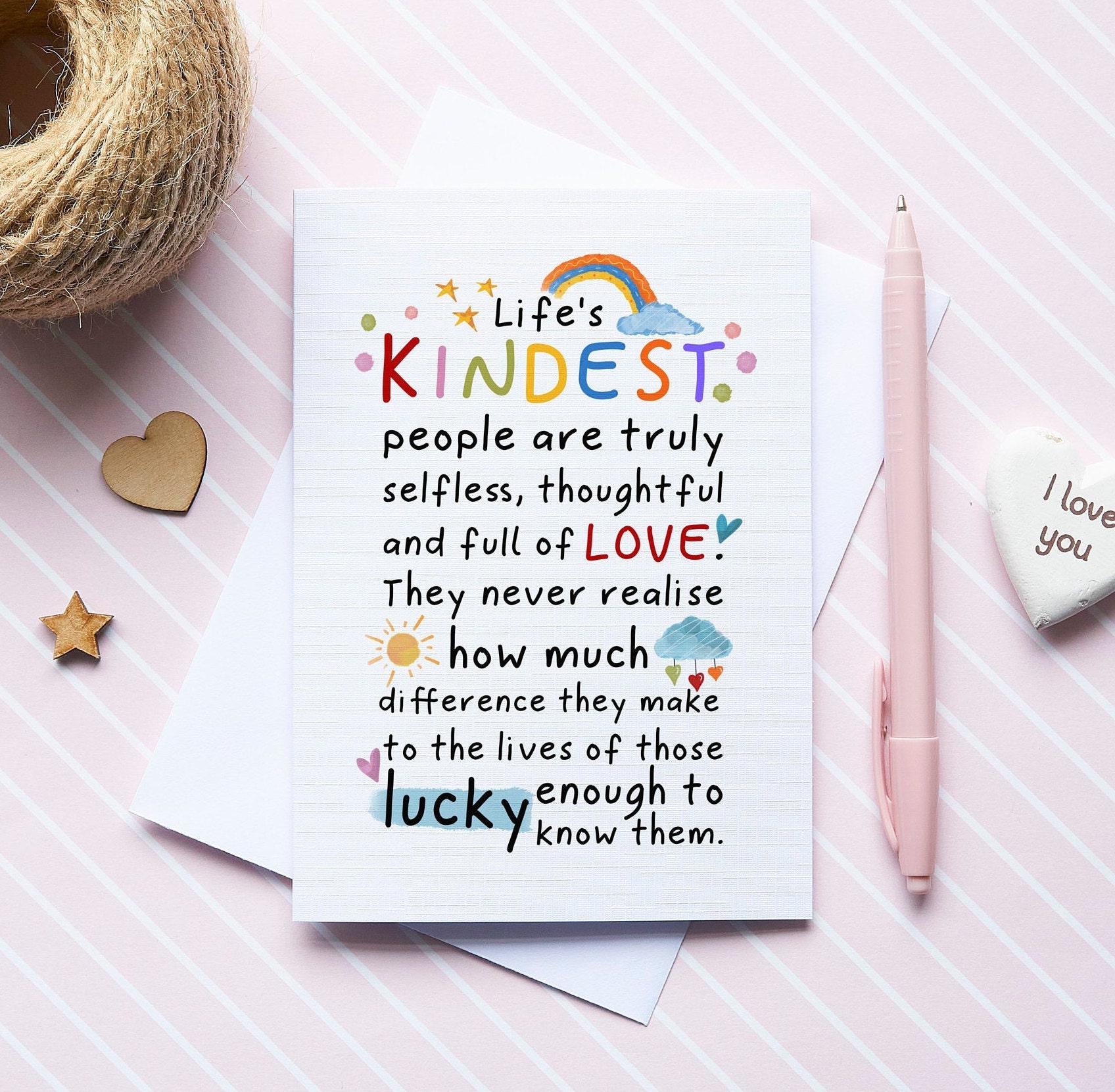 Kindest People Card Friendship Card Thank You Card - Etsy UK