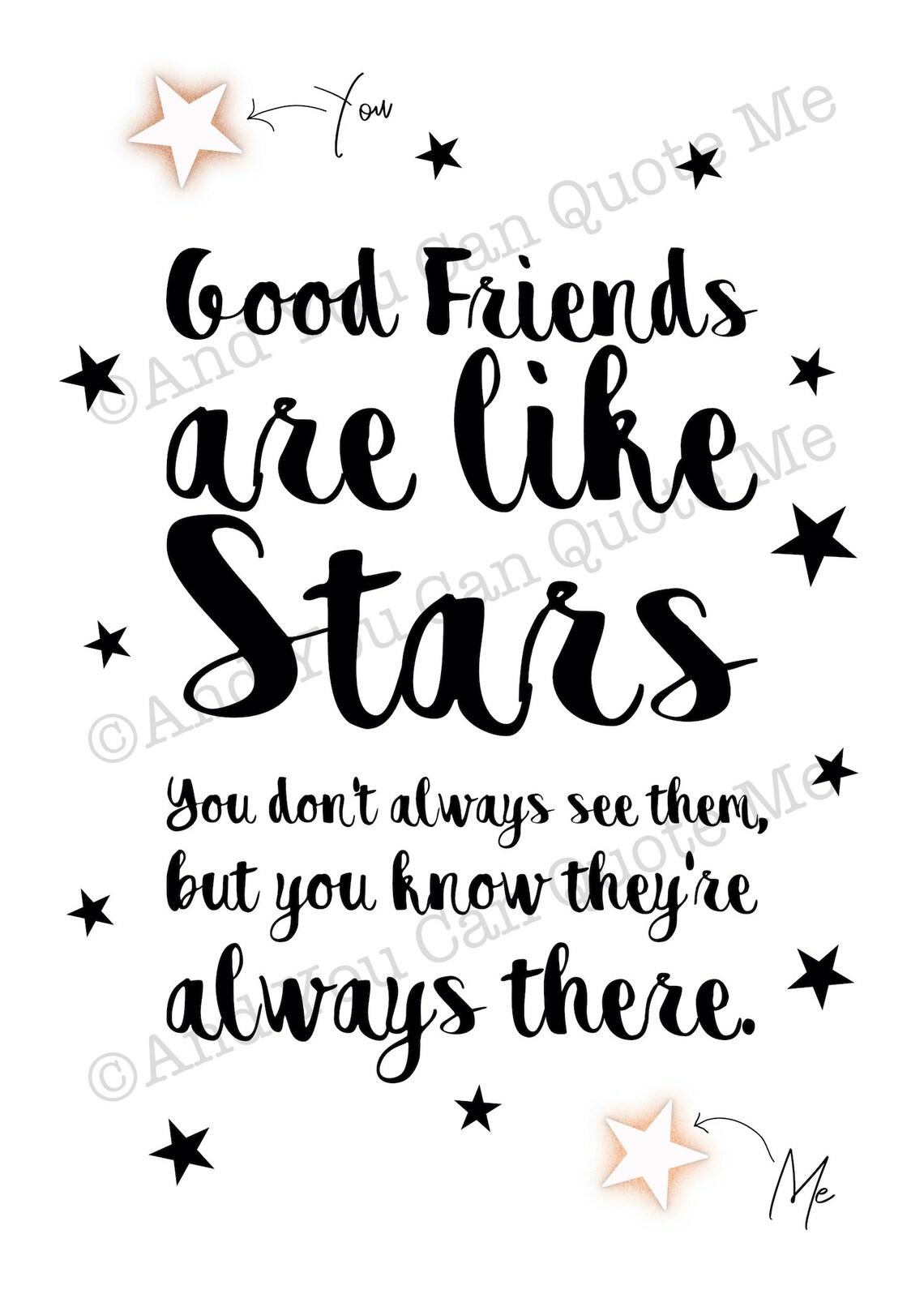 Best Friend Card Friends Like Stars Instant Download | Etsy