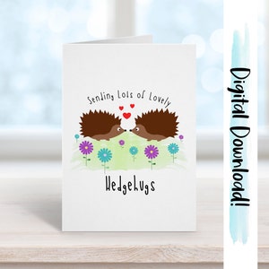 Printable Hedgehog Card, Hedgehugs, Instant Download, Social Distance ...