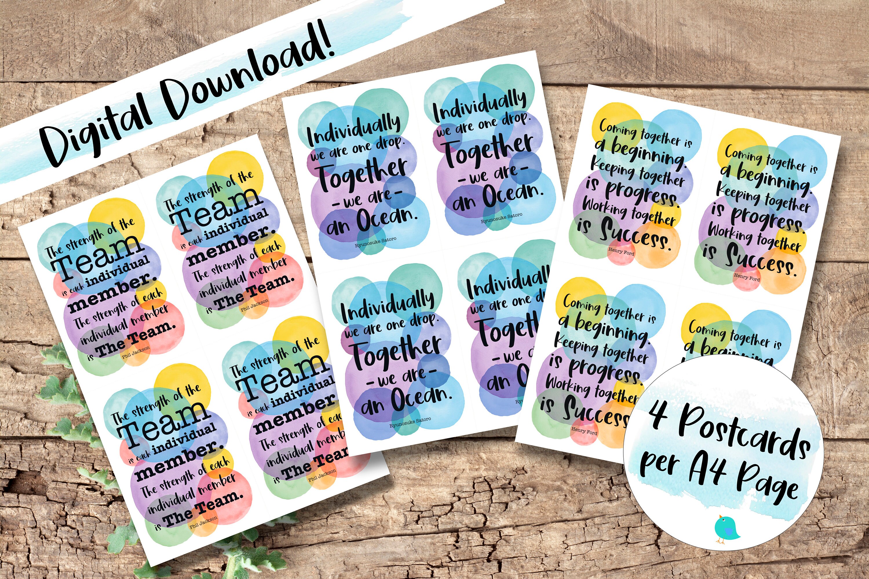 Teamwork Postcards, Printable Team Quotes, Positive Quotes, Staff Gifts ...