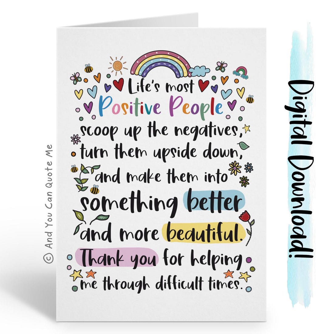 Appreciation Card, Thank You Card, Positive People, Friendship Card ...