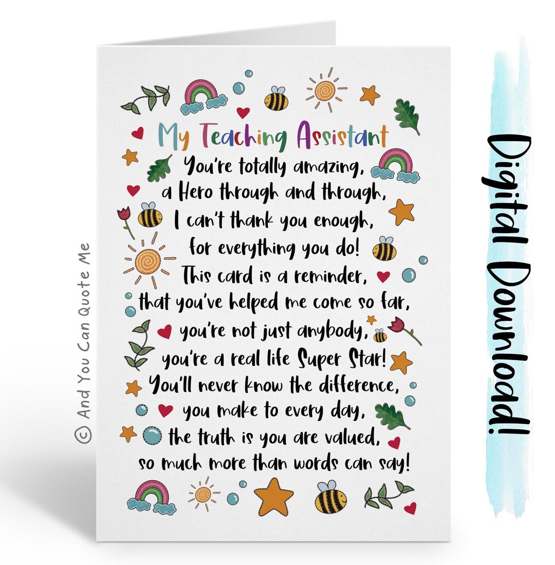 Teaching Assistant, Thank You Teacher, Wonderful TA, School Teacher ...