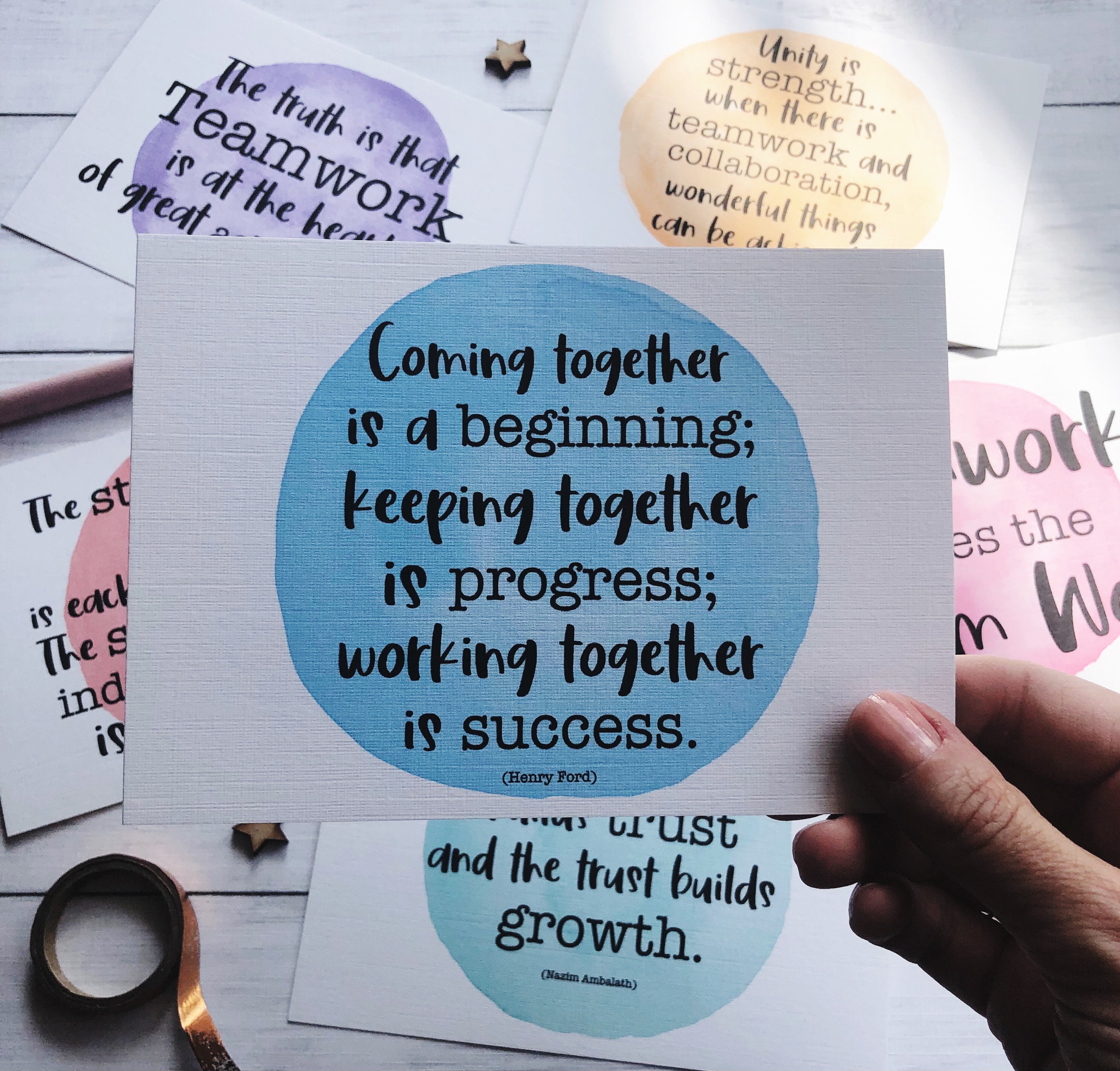 Teamwork Postcards Thank You Team Team Quotes Positive | Etsy UK