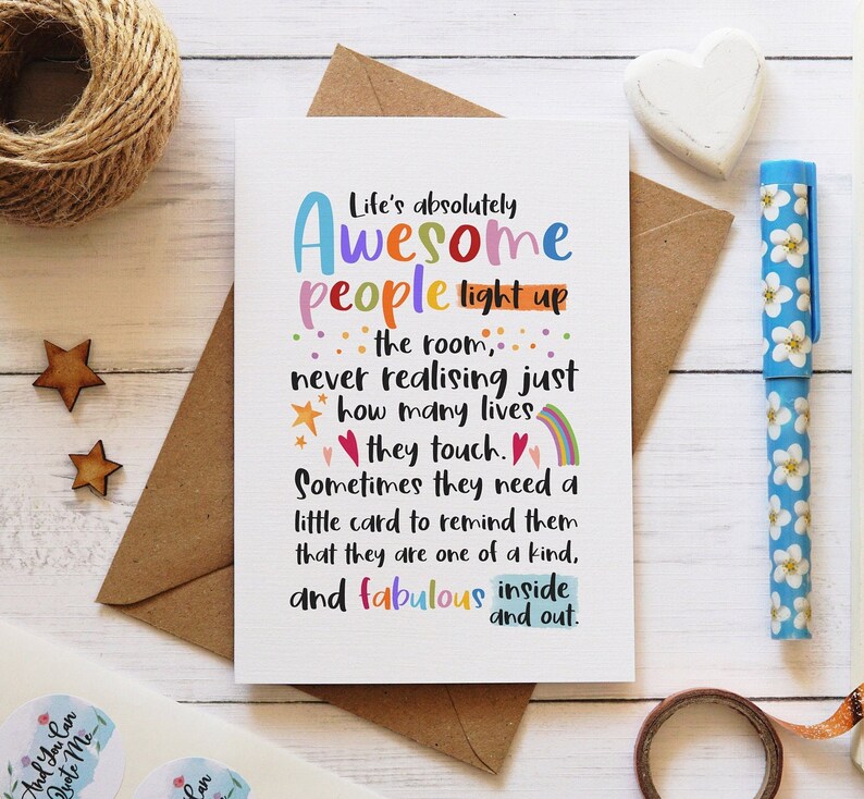 Awesome People Anxiety Card Positivity Card Thank You Card | Etsy UK