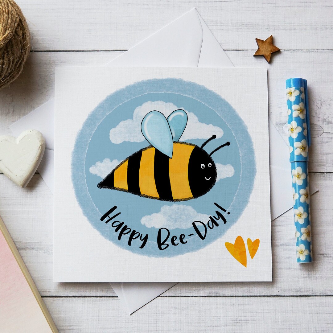 Happy Bee Day, Bee Birthday Card, Happy Birthday, Bee Lover, Bumble Bee ...