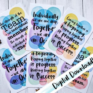 Teamwork Postcards, Printable Team Quotes, Positive Quotes, Staff Gifts ...