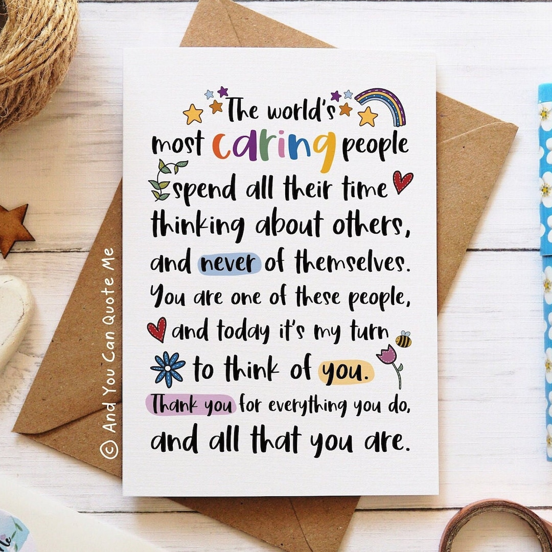 Caring Person, Thank You Card, Friendship Card, Thank You Friend, Thank ...