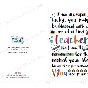 Thank You Teacher, Teacher Printable, Teacher Download, Instant ...