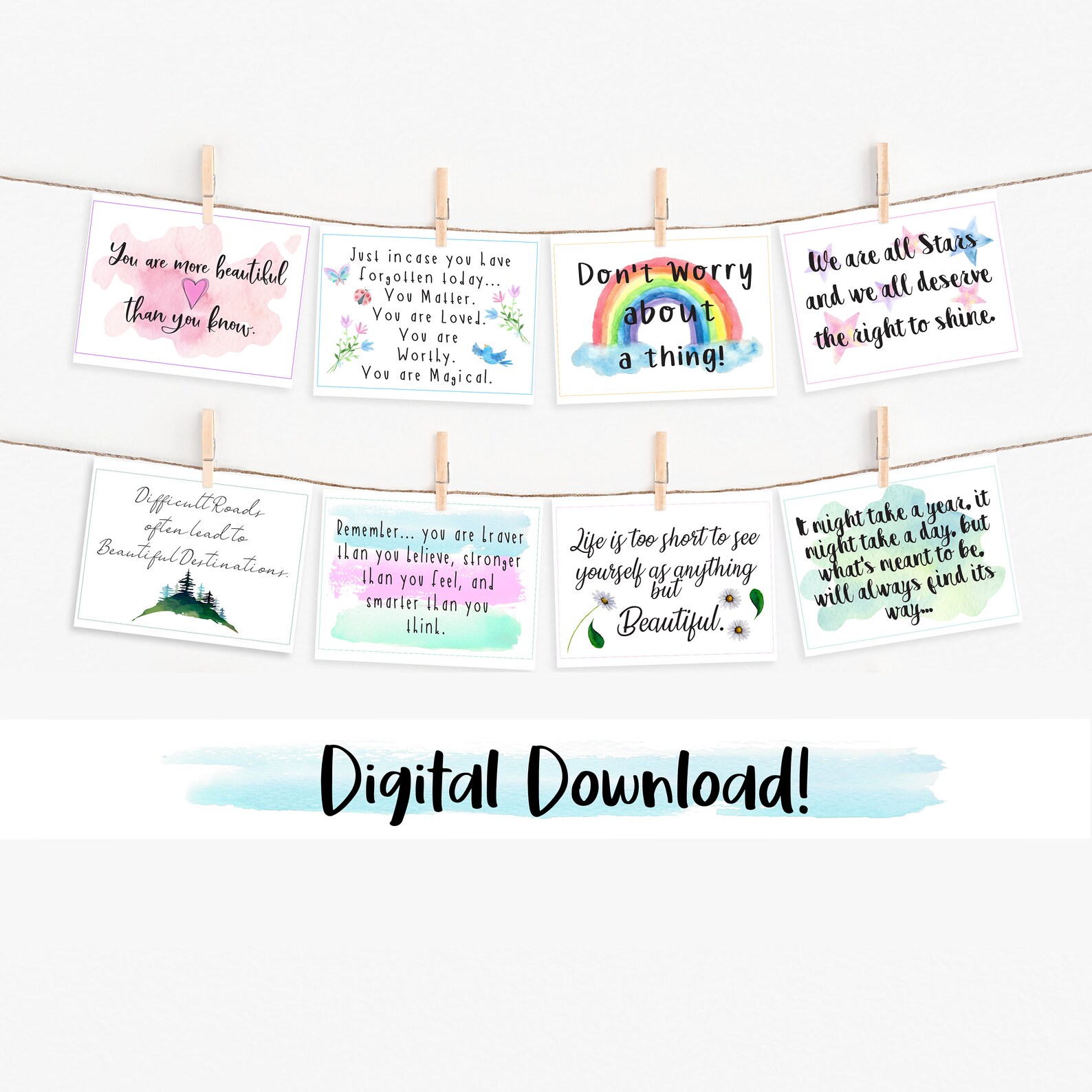 Printable Positivity Cards, Inspirational Words, Encouragement Cards ...