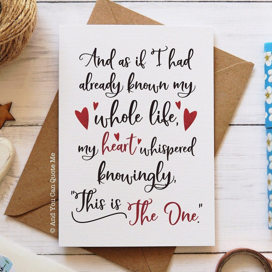 Valentine's Card, Romantic Quote Card, Fiance Card, Engagement Card ...
