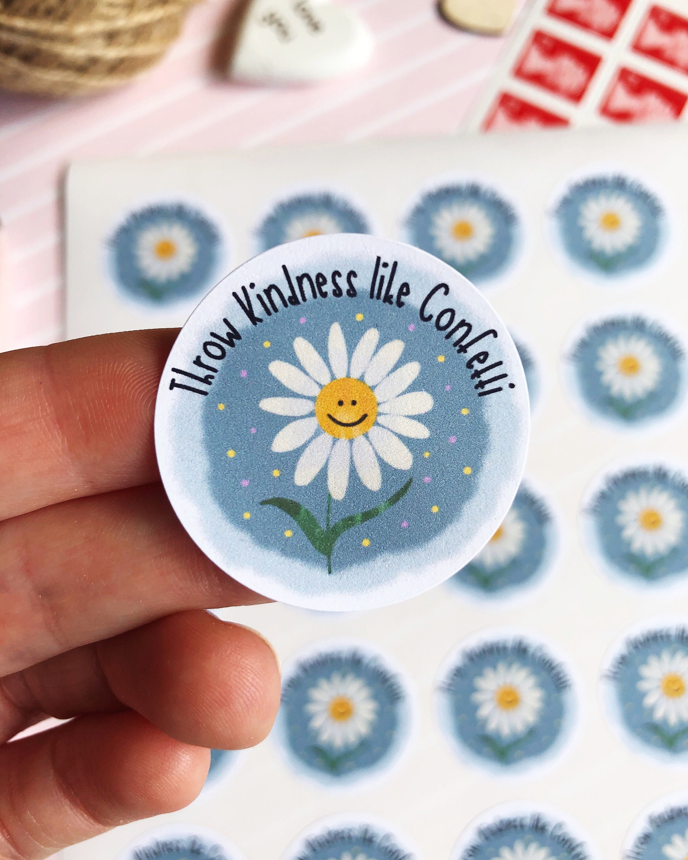 Positivity Stickers Packaging Sticker Daisy Stickers Seller | Etsy