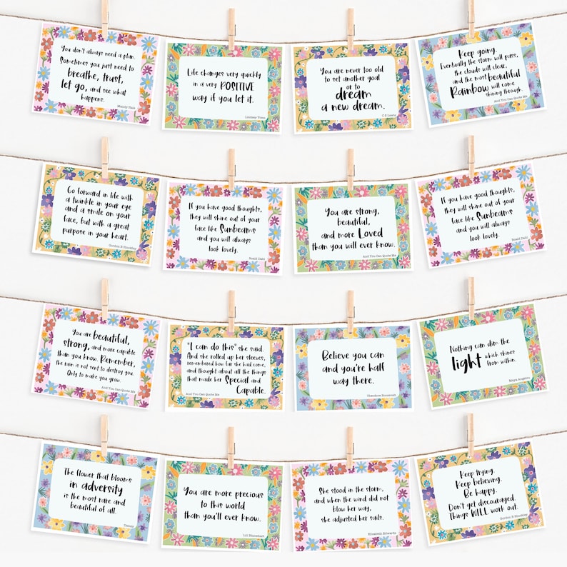40 Printable Positivity Mini Cards, Encouragement Quotes, Inspiring ...