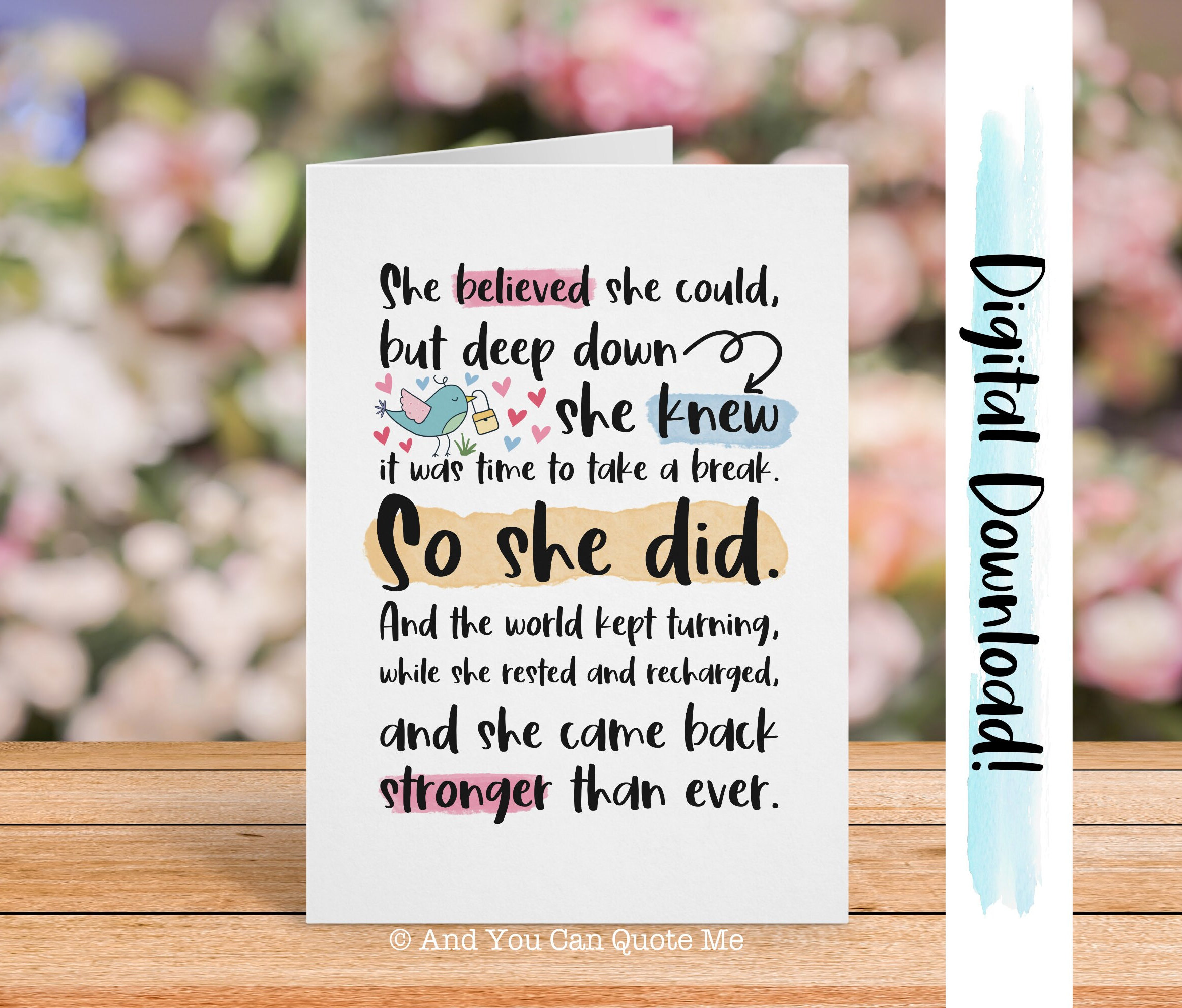 Printable Self Care Card, Anxiety Card, Stress Card, Time Out, Time for ...