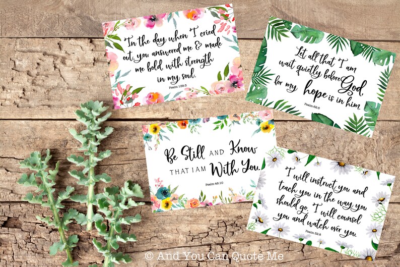 5 x 7 Bible Cards Bible Quotes Psalms Instant Download | Etsy